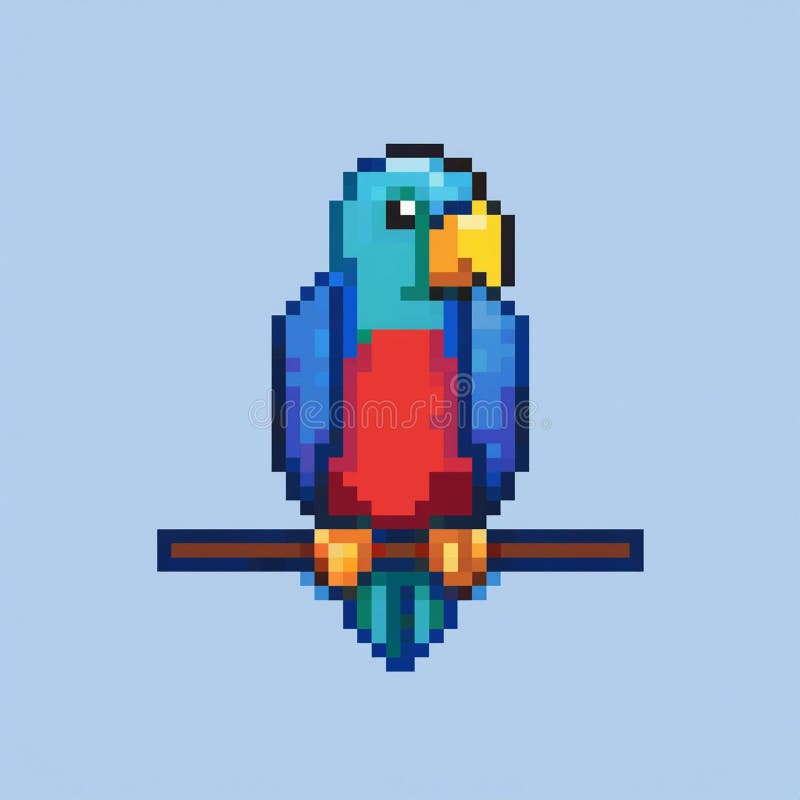 Pixel Art Style Pixelated Parrot Stock Photo - Image of parrot, sitting ...
