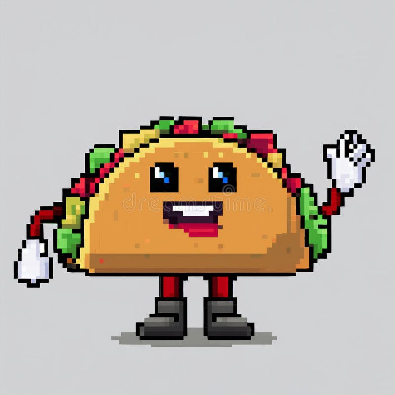 Pixel Art Style Pixelated Taco Stock Photo - Image of happy, pixel ...