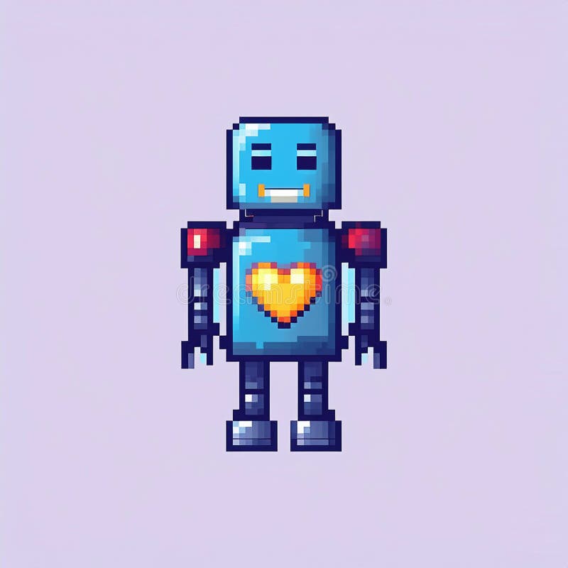 Pixel Art Style Pixelated Robot Stock Image - Image of style, cartoon ...