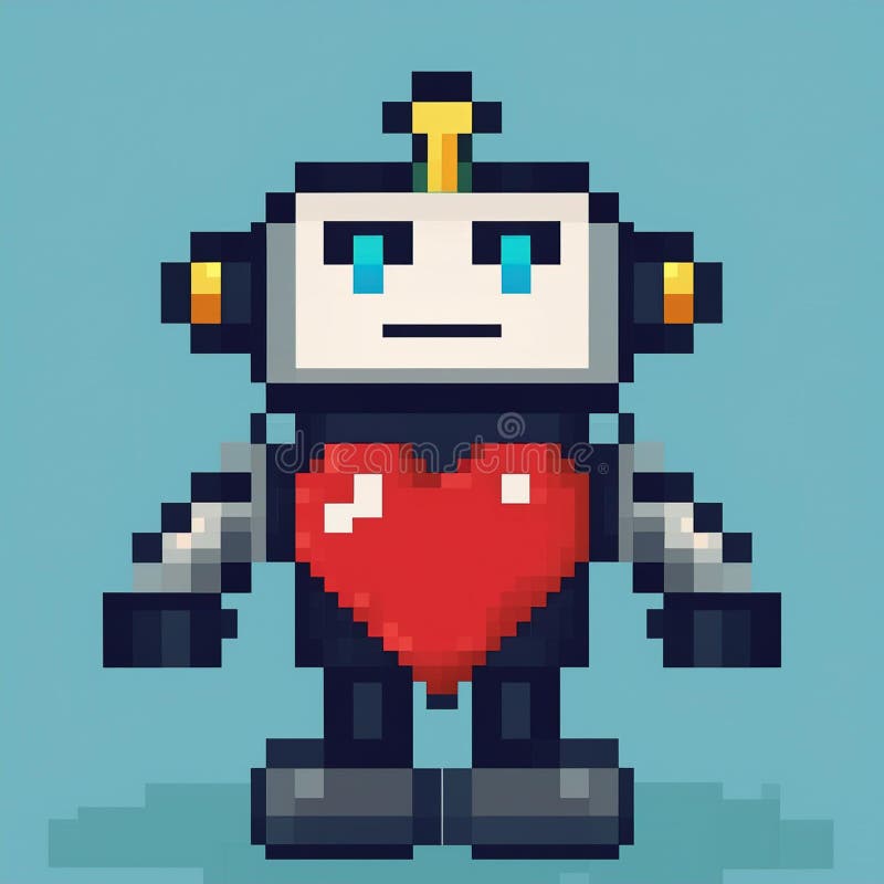 Pixel Art Style Pixelated Robot Stock Image - Image of digital, style ...