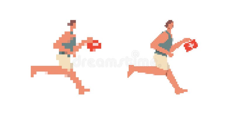 Pixel Art Style of Two Runners Moving Forward in a Dynamic and ...