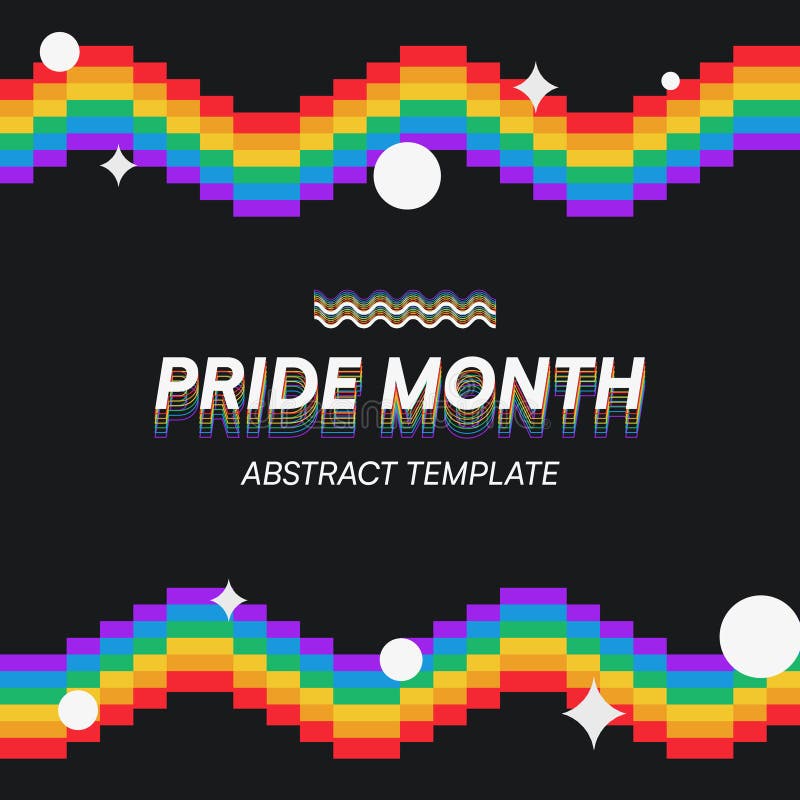 Pixel Art LGBT Pride Rainbow Ribbon Wave Frame ,Template Illustration ...