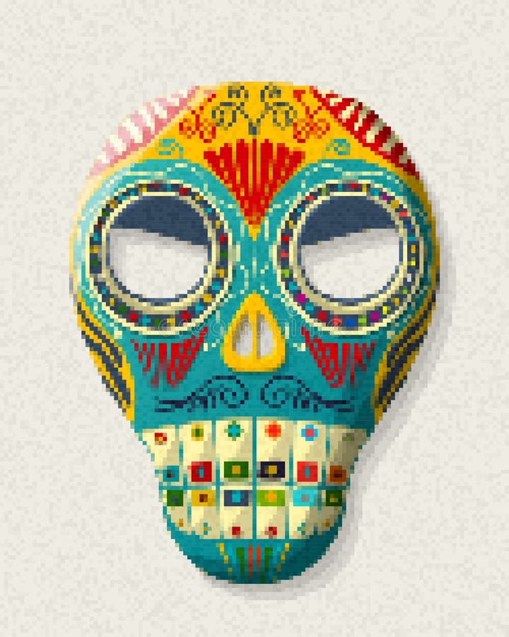 Pixel art sugar skull stock vector. Illustration of pattern - 240039518