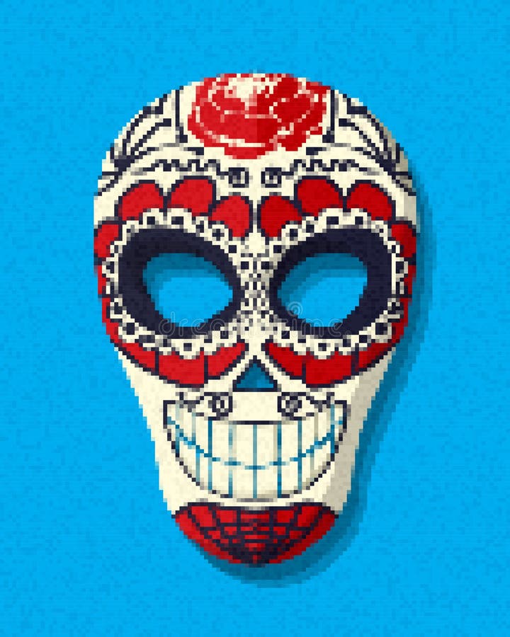 Pixel art sugar skull 2 stock vector. Illustration of celebration ...
