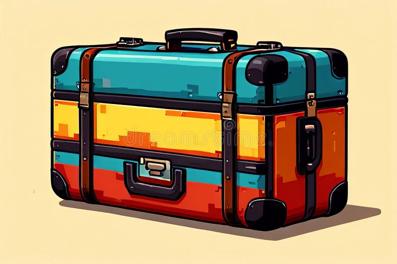 Pixel Art Suitcase a Digital Rendering of the Luggage in a Retro Stock ...