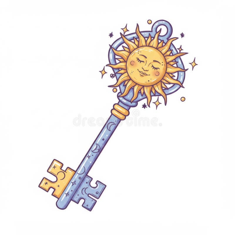 Pixel Art Sun Key: Celestial and Whimsical Design Stock Illustration ...