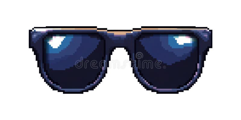 Pixel Art Sunglasses with Blue Lenses Isolated on Transparent ...
