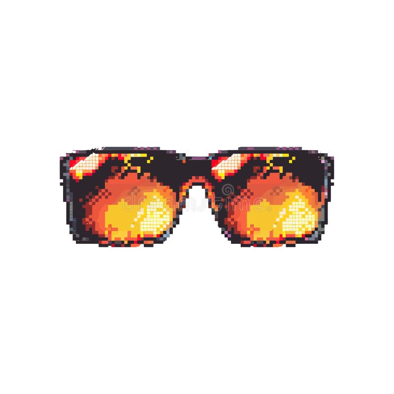 Pixel Art Sunglasses with Sunset Reflection Illustration. Vector Icon ...
