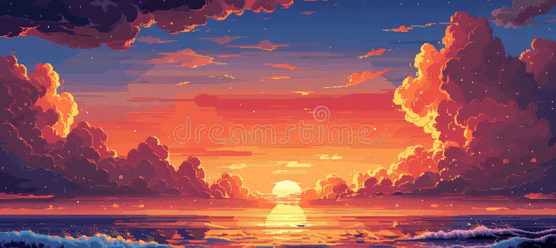 Pixel Art Sunset Stock Illustrations – 1,626 Pixel Art Sunset Stock ...
