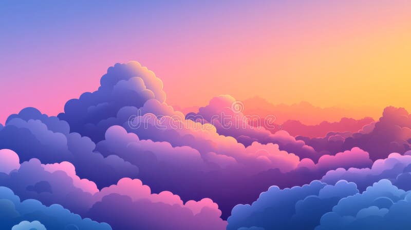 Pixel Art Sunset Cloudscape: Vibrant Pink Purple Blue Hues Stock ...
