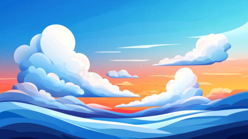 Pixel Art Sunset Landscape with Blue and Orange Sky Stock Illustration ...
