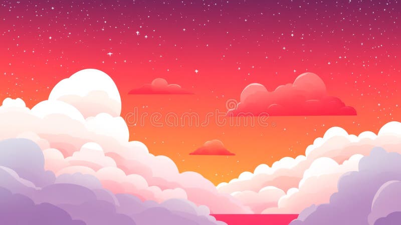 Pixel Art Sunset Landscape with Pink and Orange Clouds Stock Illustration - Illustration of ...