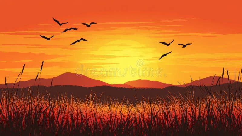 Pixel Art Sunset Over Grassy Plains Stock Illustration - Illustration of sunrise, colors: 363143268