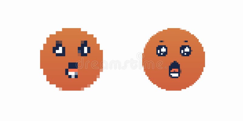 Pixel Art Surprised Faces with Expressive Eyes and Open Mouths in ...