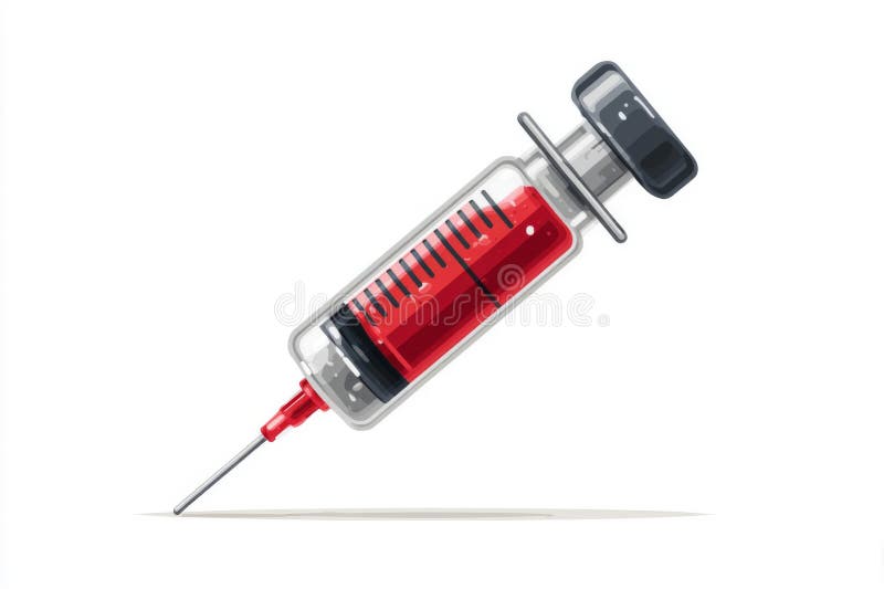 Pixel Art Syringe with Red Liquid on White Background Stock ...