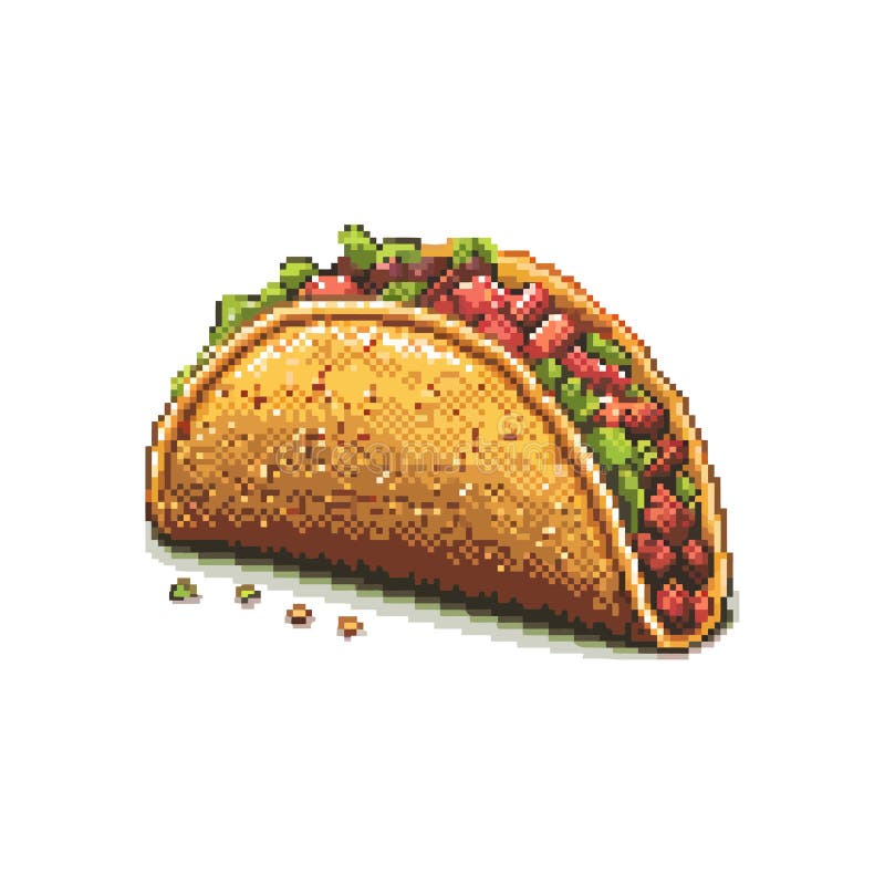 Pixel Art Taco with Meat and Vegetables. Vector Illustration Design ...