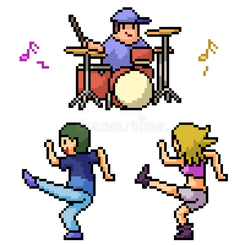 Pixel Art Teenager Dancing Party Stock Vector - Illustration of white ...