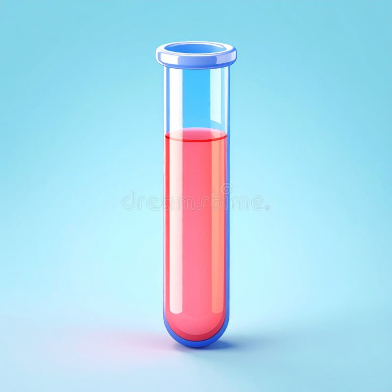 Pixel Art Test Tube with Red Liquid on Blue Background Stock ...