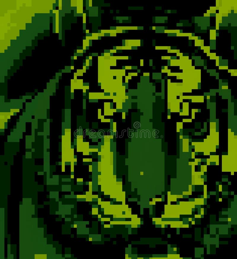 Pixel art of tiger face stock illustration. Illustration of cover ...