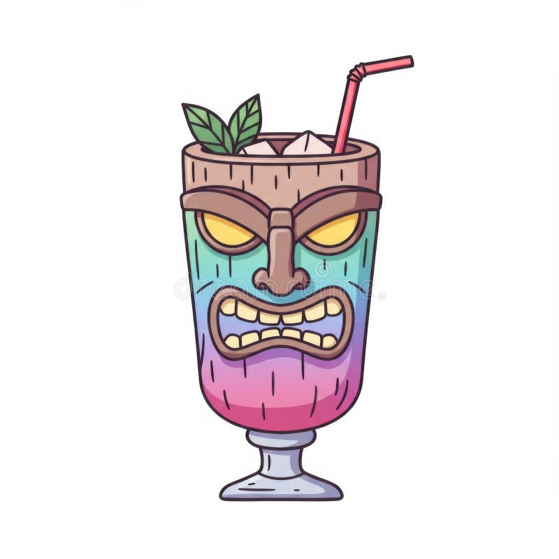 Pixel Art Tiki Cocktail with Rainbow Gradient Stock Illustration ...
