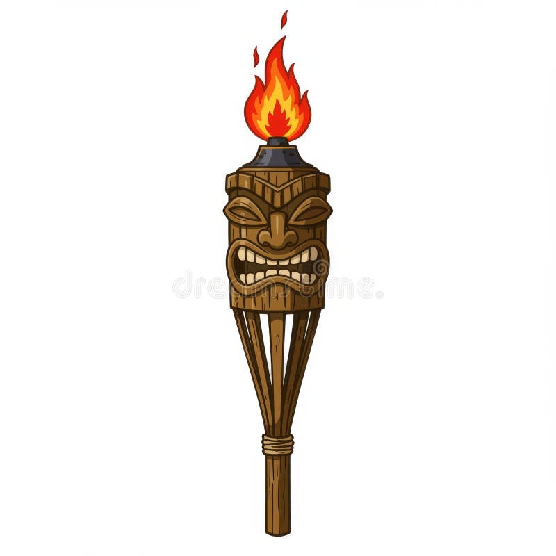 Pixel Art Tiki Torch with Angry Face and Flame Stock Image - Image of ...