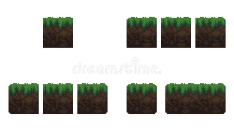 Pixel Art Tile Set for 2d Retro Video-game. a Set of Ground Tiles with ...