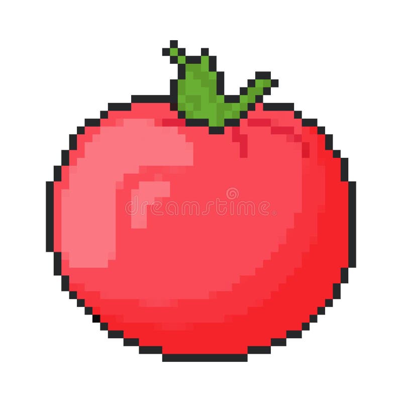 Pixel Art Tomato Icon in 8 Bit Style. Retro 80s,90s Video Game Graphics ...