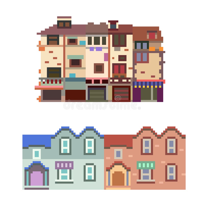 Pixel Art Town House Building Stock Vector - Illustration of home ...