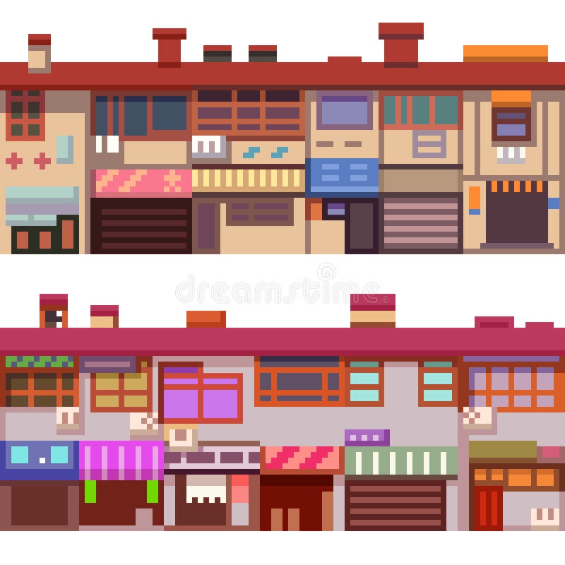 Pixel art town house wall stock vector. Illustration of house - 261303025