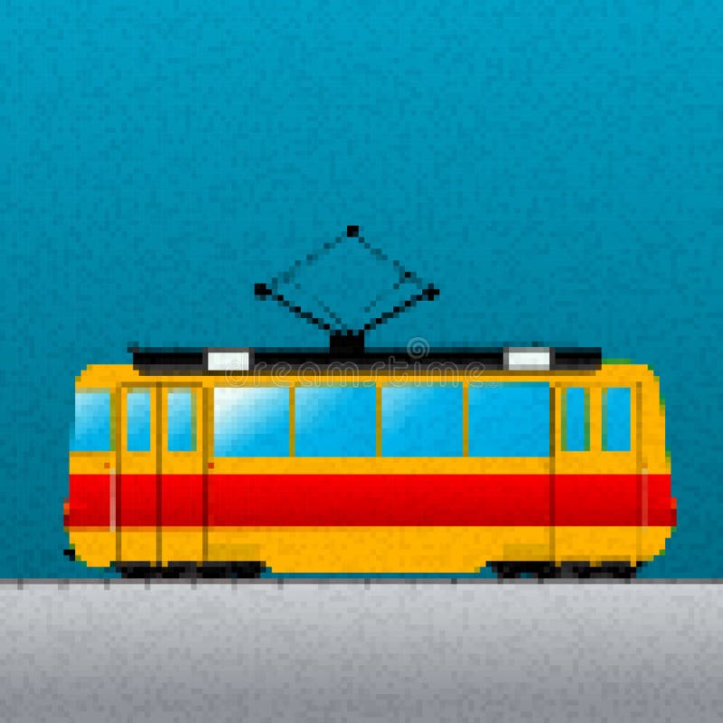 Pixel art Tram car stock vector. Illustration of trip - 239903324