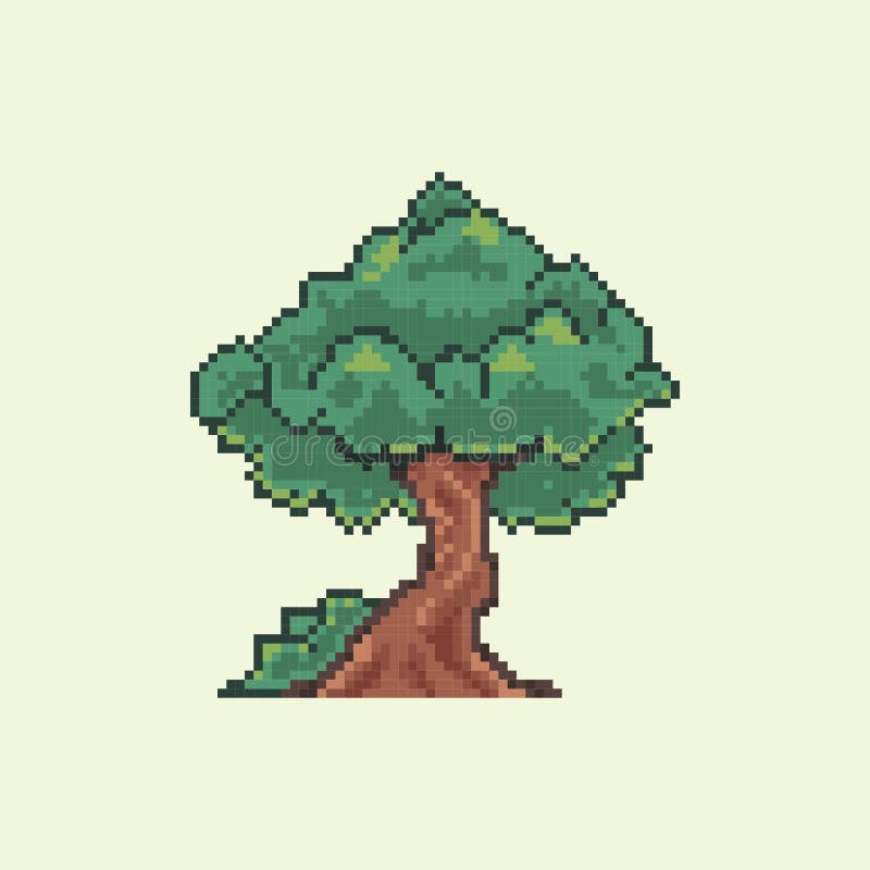 Pixel Art Tree, Pixel Design Tree Icon, Tree Vector Illustration Stock ...