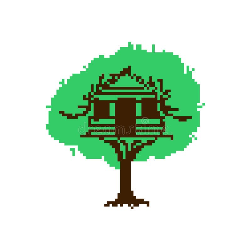 Pixel Art Tree House. 8 Bit Children`s Treehouse Stock Vector ...