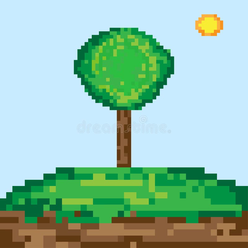 Pixel art tree stock vector. Illustration of concept - 48026634