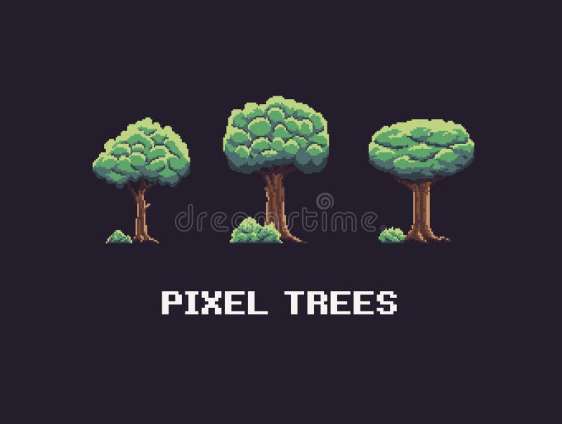Pixel Art Trees stock vector. Illustration of 8bit, seamless - 88587883