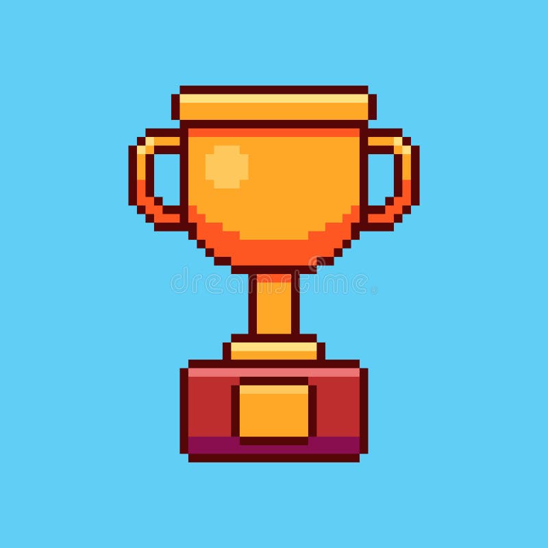 Pixel Art Trophy Game Asset Design Stock Illustration - Illustration of ...