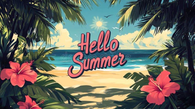 Pixel Art Tropical Beach Summer Scene Stock Illustration - Illustration ...