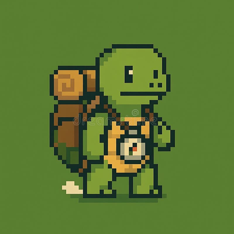 Pixel Art Turtle Adventurer Character Sprite Stock Illustration ...