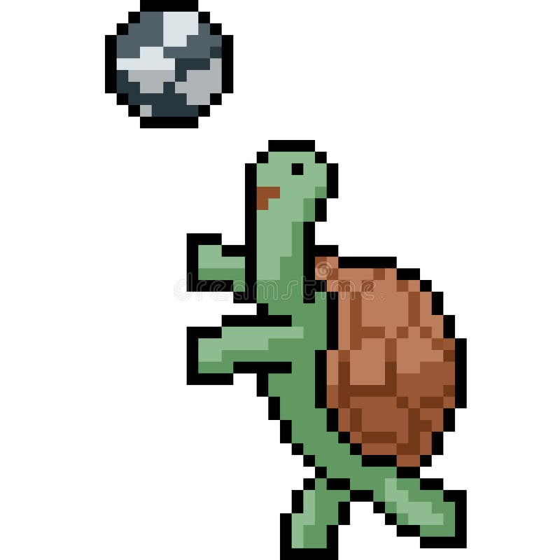 Pixel art turtle play ball stock vector. Illustration of cute - 277408406