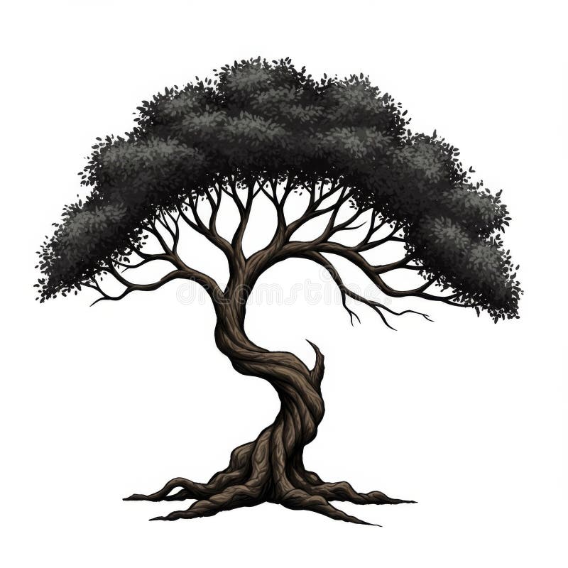 Pixel Art Twisted Bonsai Tree with Dark Foliage Stock Illustration ...