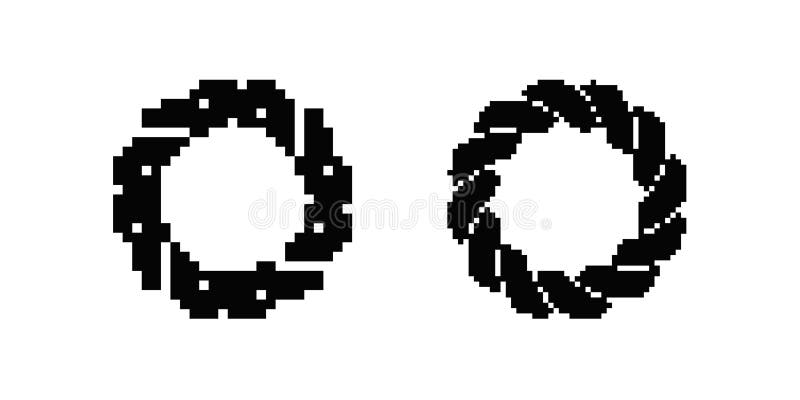 Pixel Art of Two Circular Patterns Featuring Unique Pixel Arrangements ...