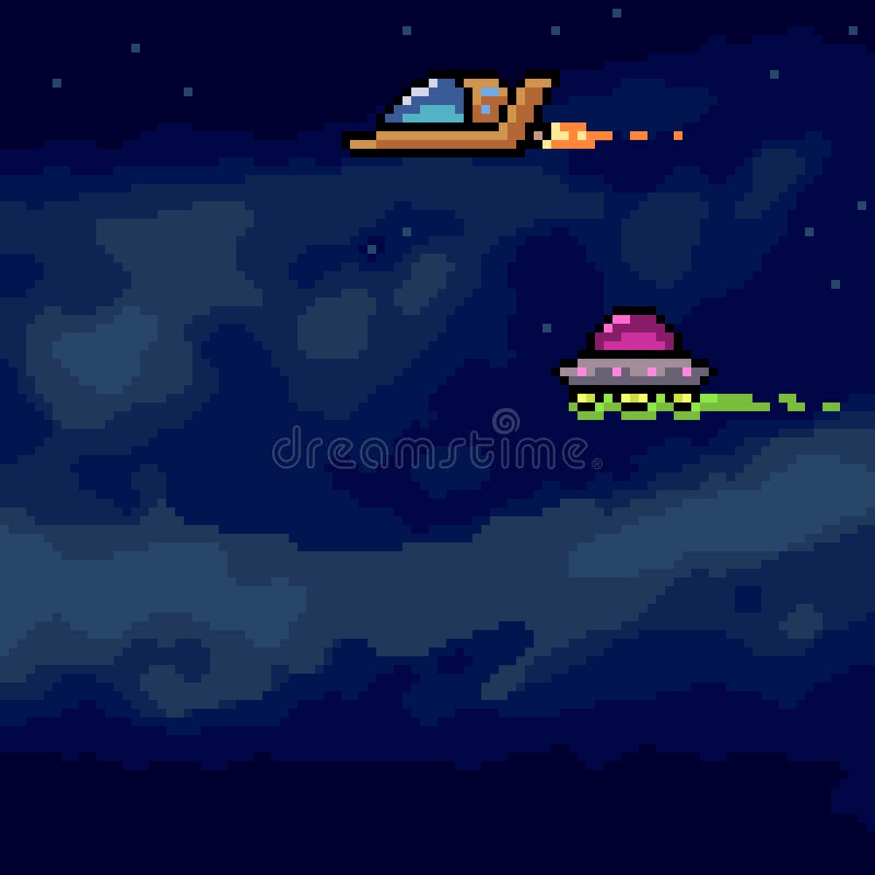Pixel art ufo flying space stock vector. Illustration of space - 239707584