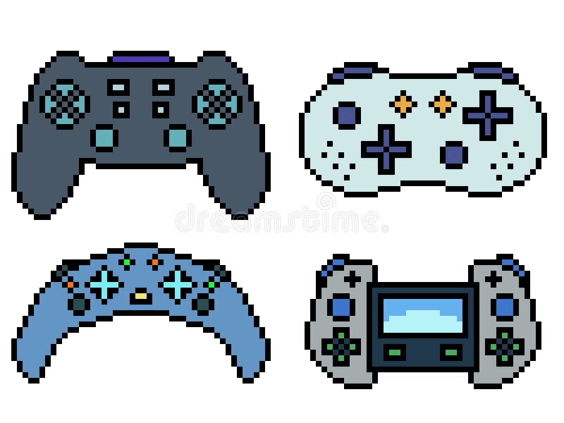 Pixel Art Various Gaming Controller Stock Vector - Illustration of game ...