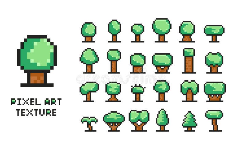 Set Green Pixel Tree Stock Illustrations – 801 Set Green Pixel Tree ...
