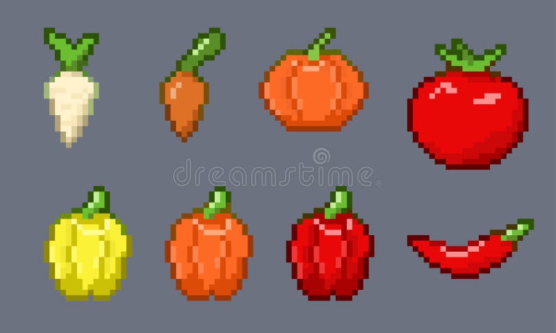 Pixel Art Vegetable Set, 8-bit Vegetables Stock Vector - Illustration ...