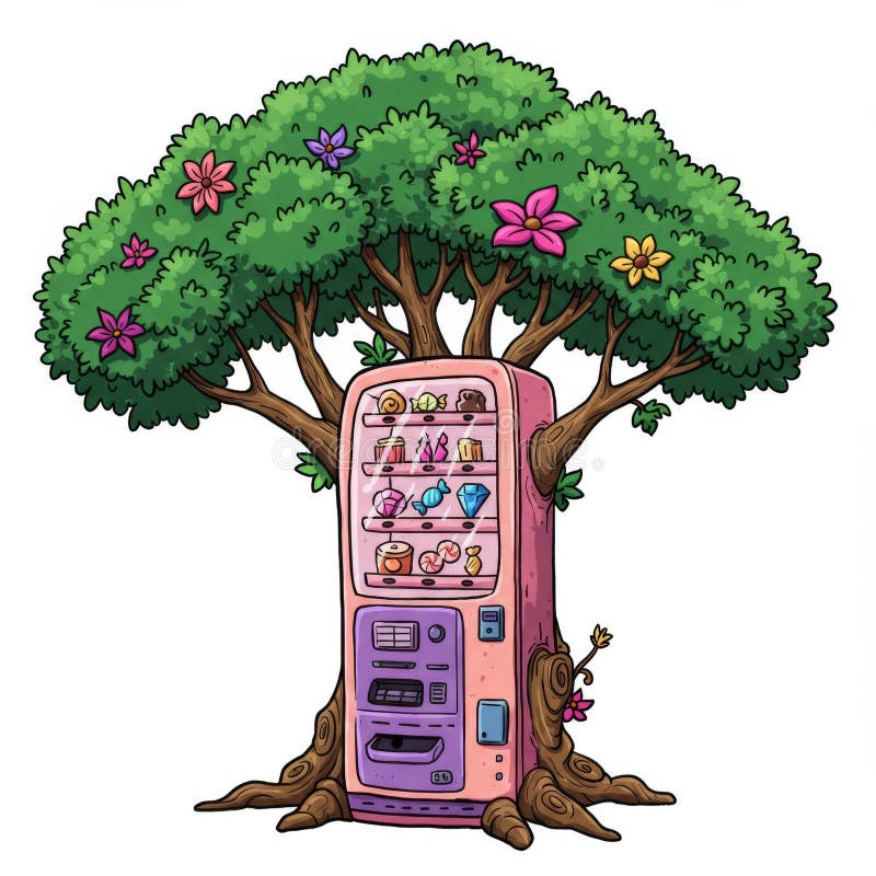 Pixel Art Vending Machine Tree with Colorful Candies Stock Illustration ...