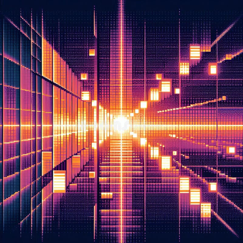 A Pixel Art Version of a Luminogram Image Where the Glow is Rend Stock ...