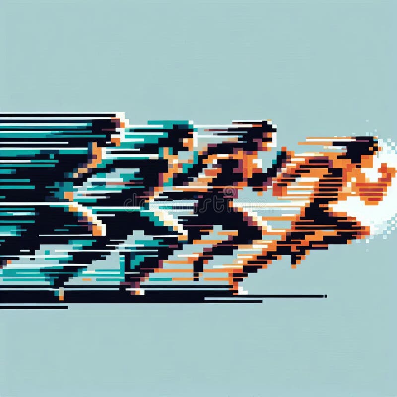 A Pixel Art Version of a Slow Shutter Speed Shot Where the Blur Stock ...
