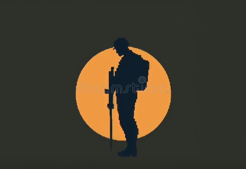 Pixel Art of a Veteran S Silhouette a Pixel Art Rendit Stock ...