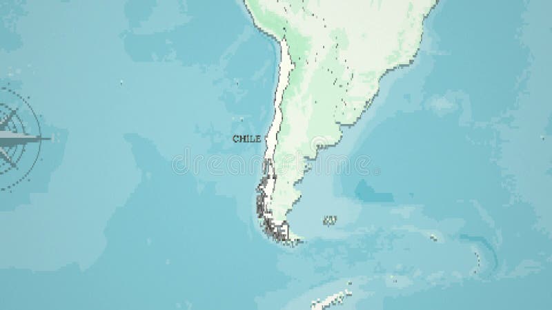 8-bit Style World Map with a Zoom of the Chile Stock Footage - Video of ...
