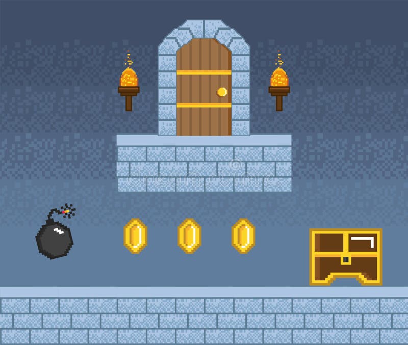 Pixel art treasure chest stock vector. Illustration of treasure - 254801533